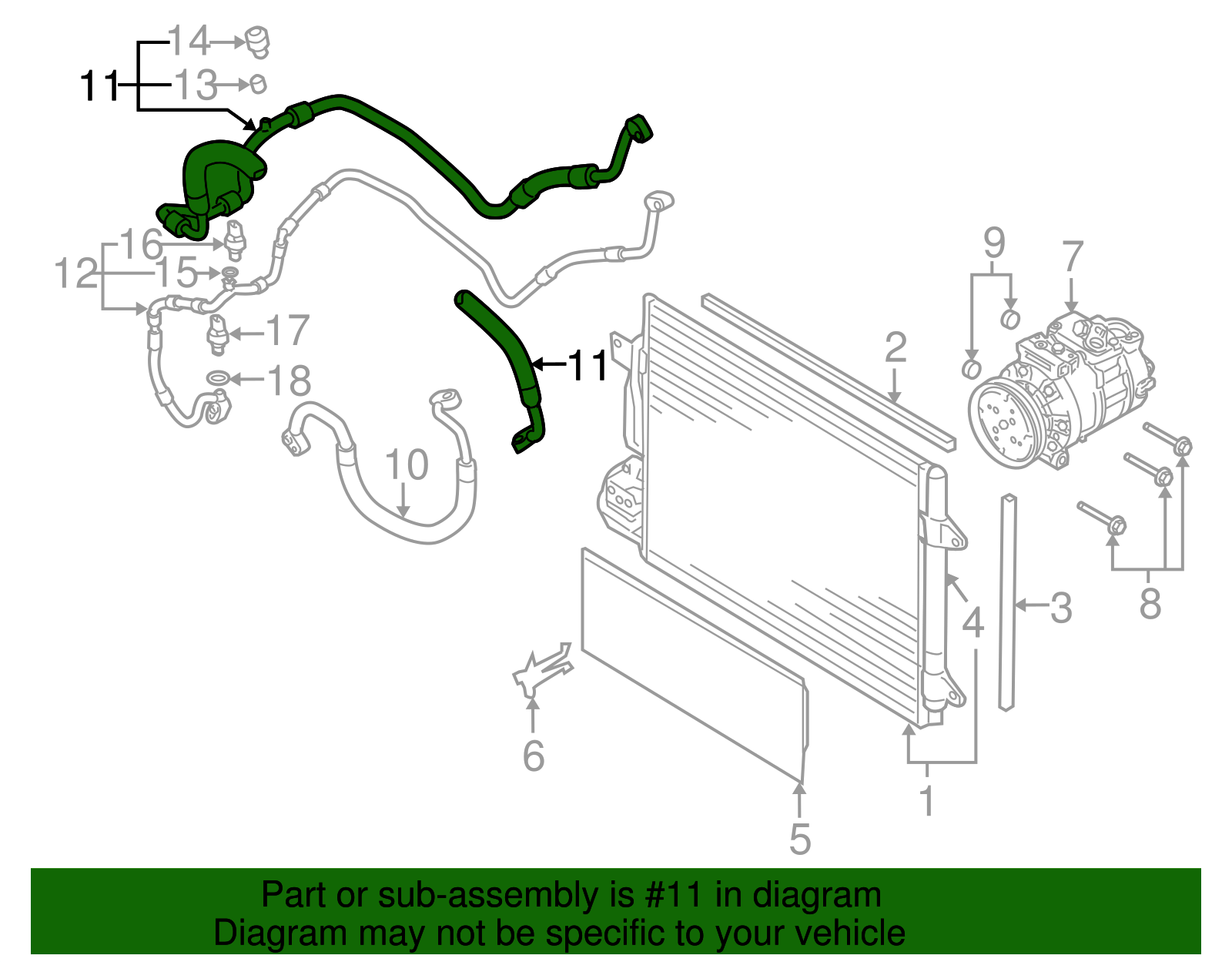 1K0-820-743-BR - OEM NEW 2005-2014 Volkswagen Golf Jetta Rabbit AC Line ...