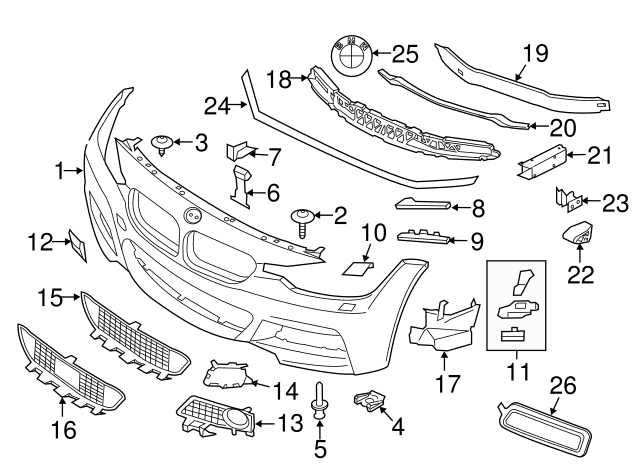 51117293804 - 2014-2019 BMW Bumper Cover Side Bracket (51-11-7-293-804 ...