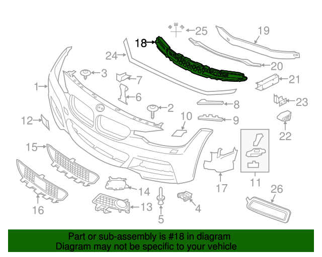 51-11-8-057-322 - Bumper Impact Absorber 2014-2019 BMW ...