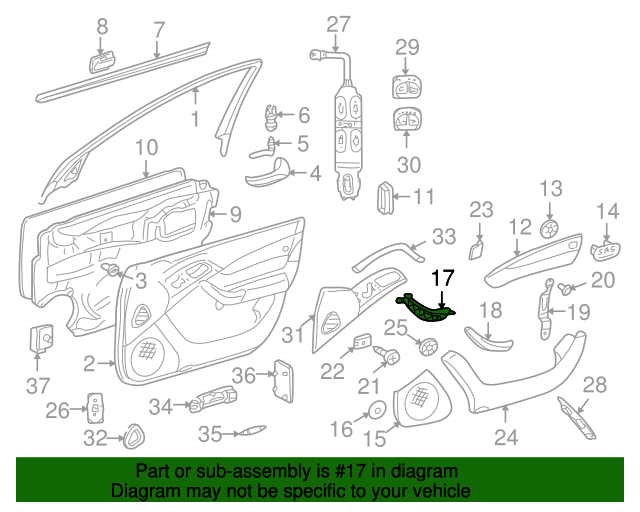 2000-2002 Mercedes-Benz Interior Door Pull Handle 220-810-02-54-7D43 ...