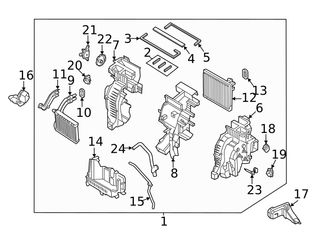 2021-2023 Kia Sorento A/C Evaporator Core Case 97134-P4200 | QuirkParts