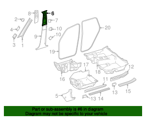 204-690-69-25-9F93 - Upper Center Pillar Trim 2010-2015 Mercedes-Benz ...
