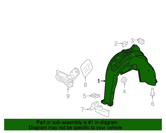 2016-2019 Chevrolet Volt Passenger Side Rear Wheelhouse Liner with Nuts ...