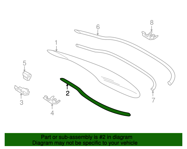 202-670-13-22 - Back Glass Reveal Molding 1994-2000 Mercedes-Benz ...