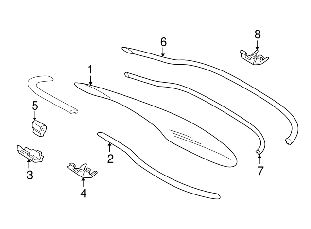 202-670-13-22 - Back Glass Reveal Molding 1994-2000 Mercedes-Benz ...