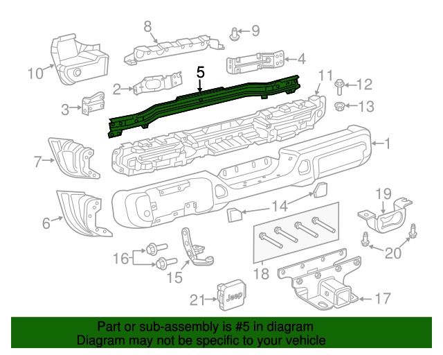 2018-2019 Jeep Wrangler Center Bracket 68335617AA | TascaParts.com