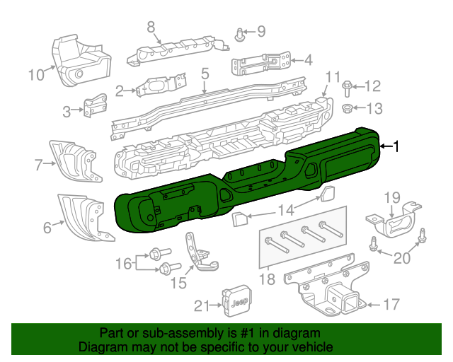 2020-2023 Jeep Wrangler Bumper Cover 7AX77TZZAA | TascaParts.com