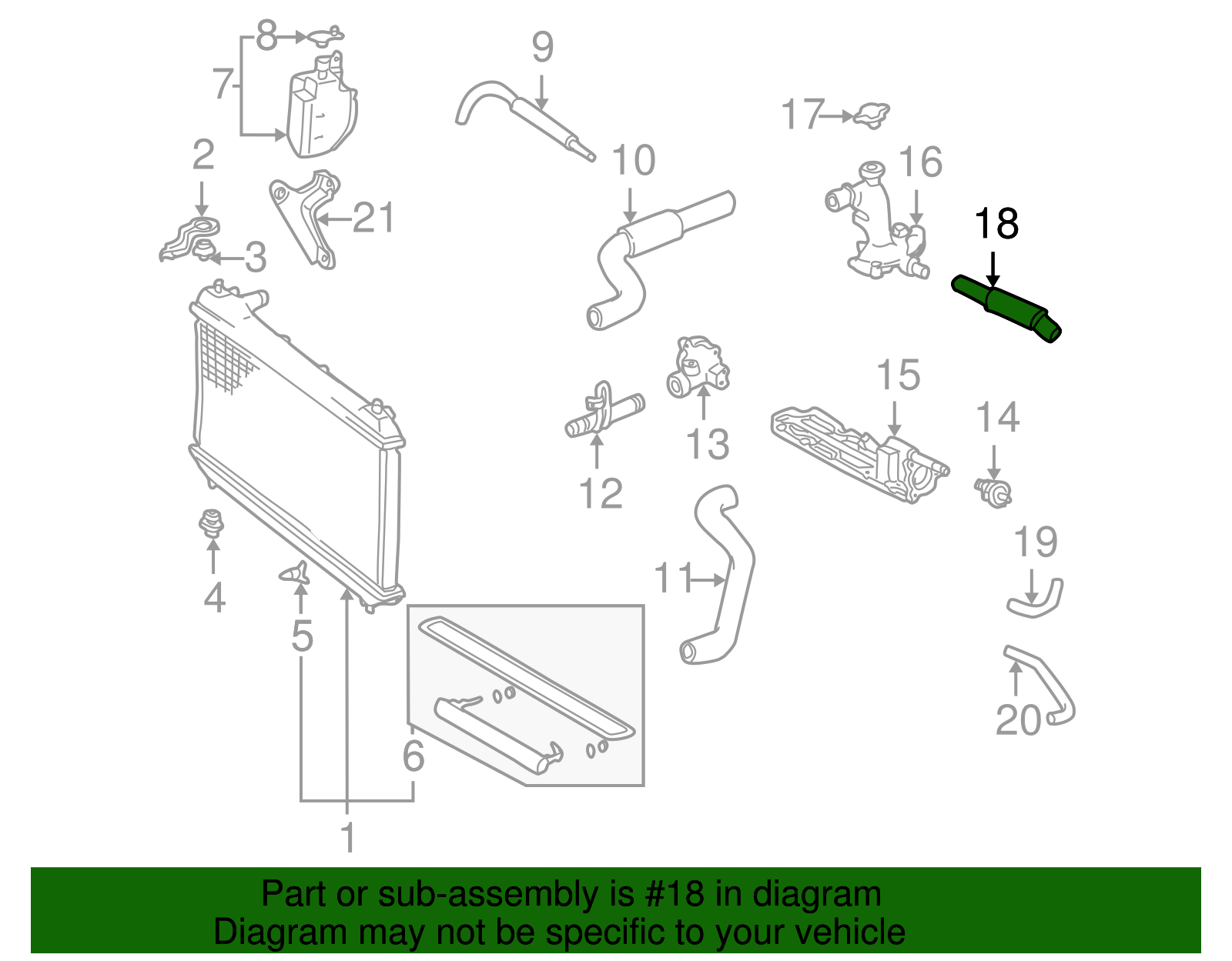 1995-2010 Toyota Hose, Water Bypass, No. 1 16261-20010 | OEM Parts Online