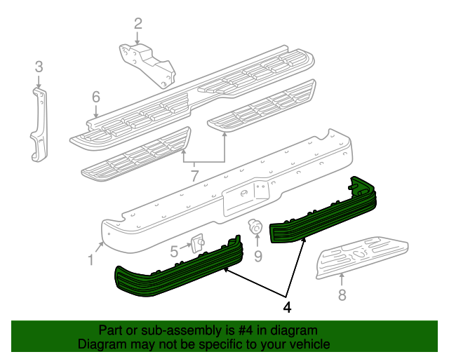 1988-2000 GM Passenger Side Rear Bumper Rub Strip 15574116 | OEM Parts ...