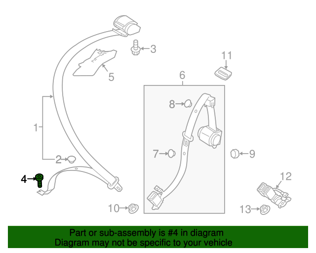 WHT-003-682 - Outer Belt Assembly Lower Bolt 2015-2023 Audi | Audi OEM ...