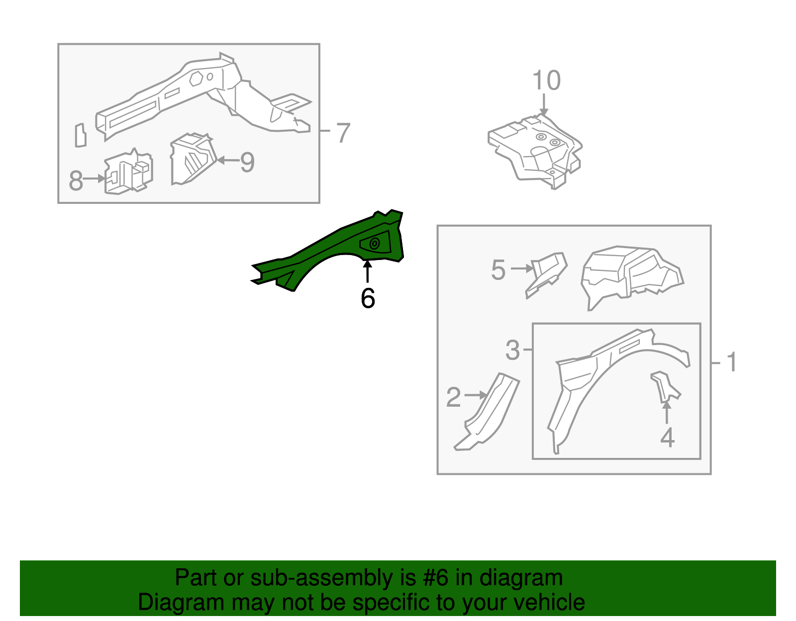 60610-TE0-A00ZZ - 2008-2012 Honda Accord - Member R Front Wheelhouse ...