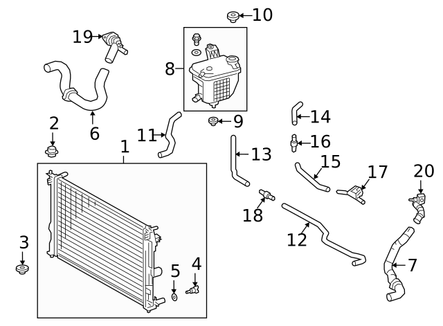 2020-2021 Lexus UX200 Radiator Assembly 16400-24340 | Lexus Parts Outlet