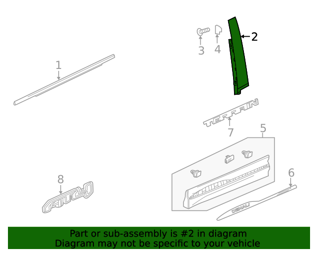 84687061 - Front Driver Side Door Window Frame Rear Applique 2018-2023 ...