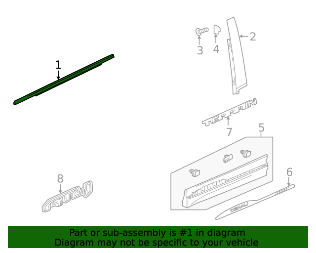 2018-2022 GM Belt Molding 84647756 | GM Parts Center