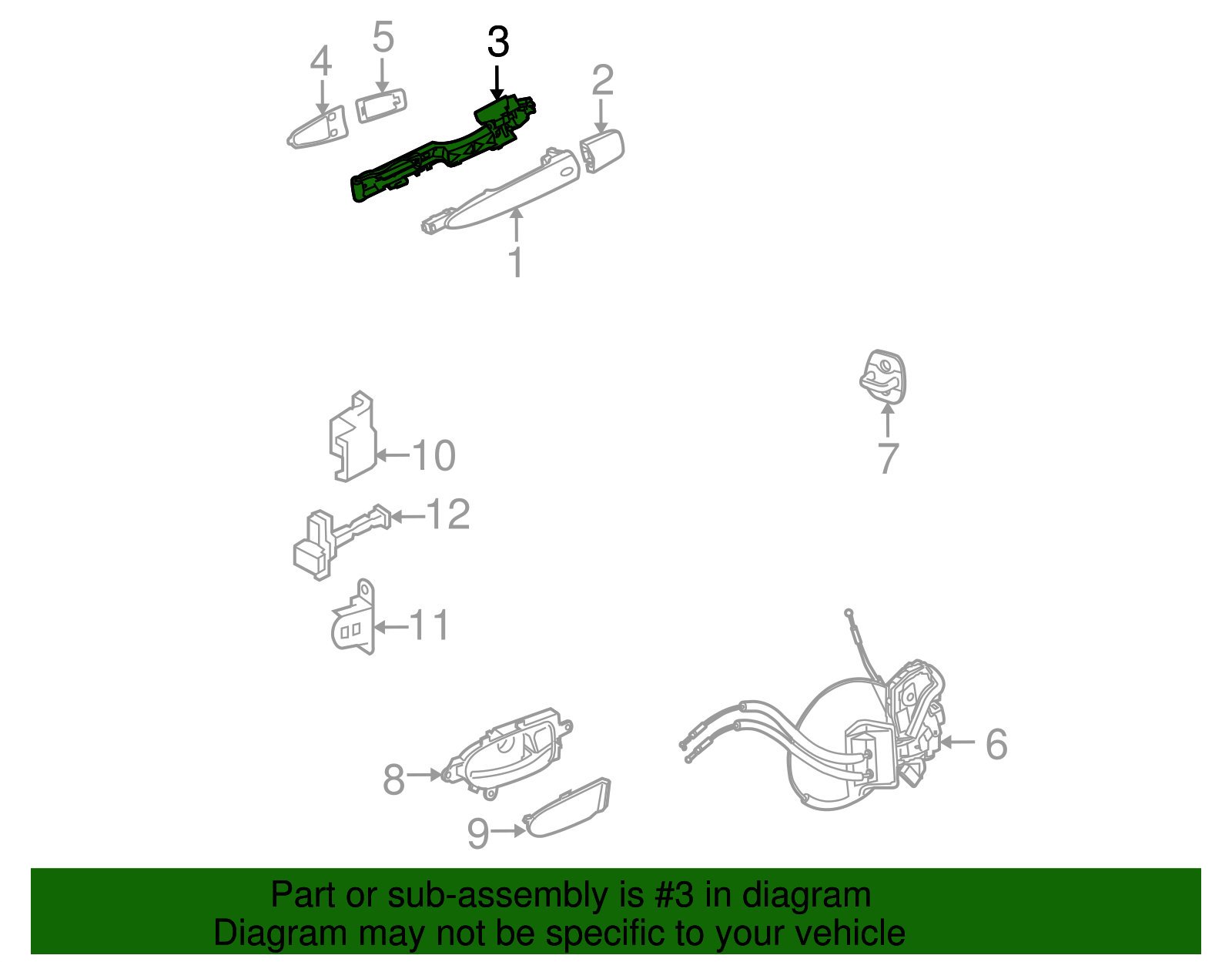 2009-2014 Nissan Maxima Handle Base 80611-9N00A | My Nissan Part