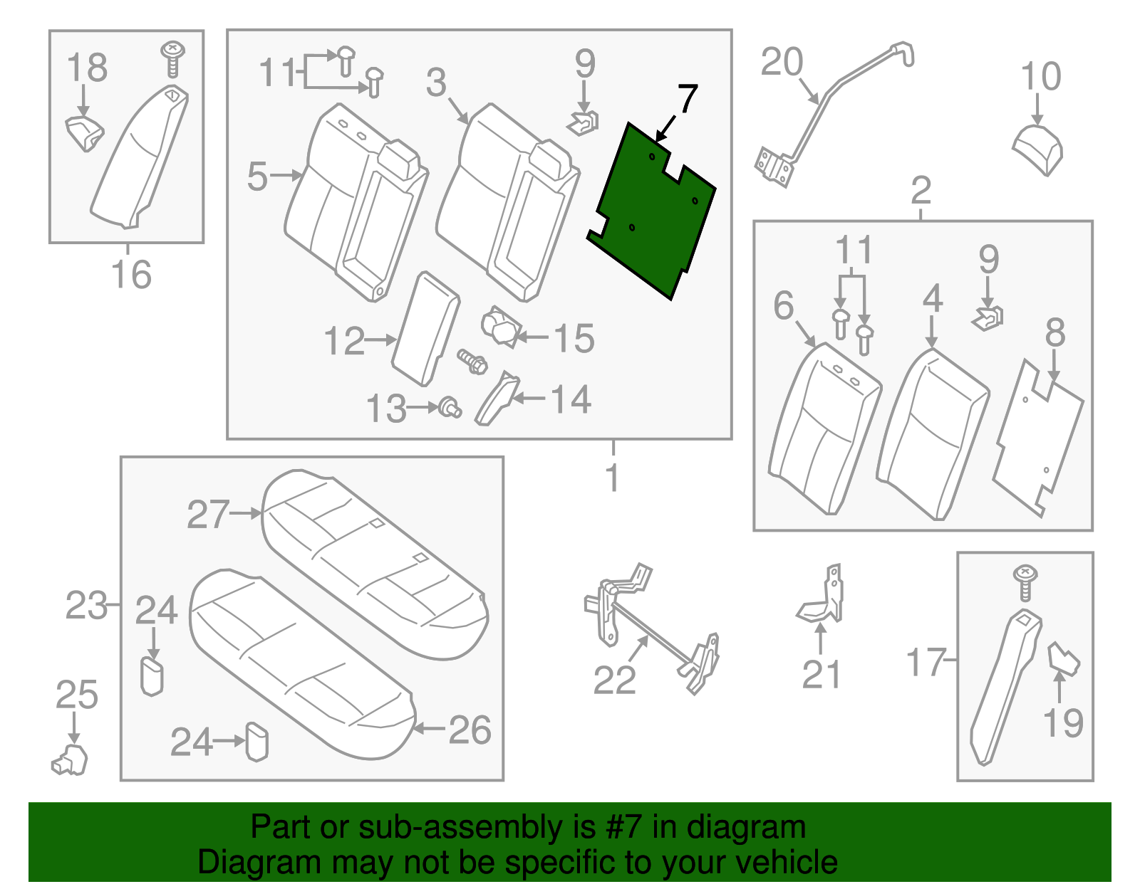 2013-2018 Nissan Altima Seat Back Panel 88609-3TA0A | Nissan Parts ...