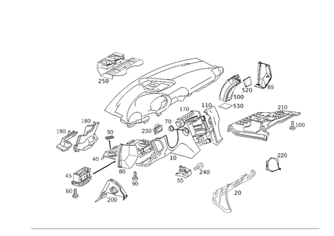Detachable Components, Instrument Panel for 1999 Mercedes-Benz CLK320 ...
