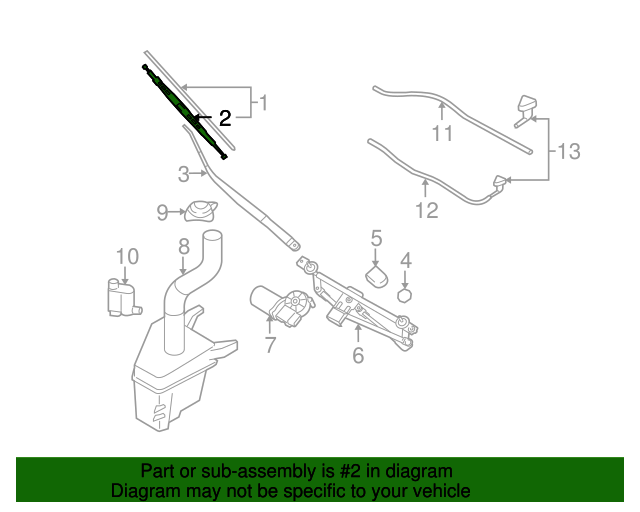 2005-2008 Hyundai Tucson Rubber Assembly Wiper Blade (Drive 98351-2E100 ...