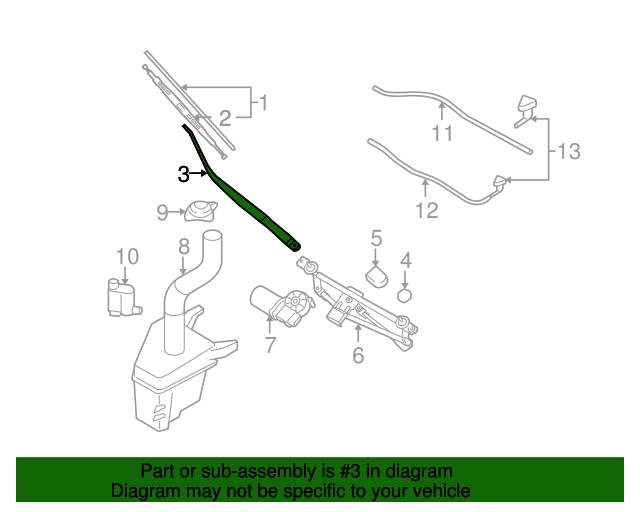 2005-2008 Hyundai Tucson Windshield Wiper Arm 98311-2E100 | OEM Parts ...