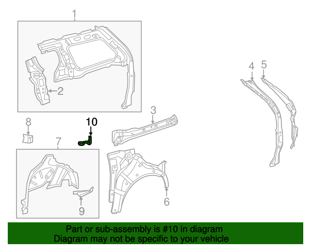 2011-2020 Toyota Sienna Inner Wheelhouse Reinforcement 61728-08010 ...