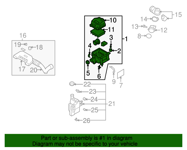 Genuine Air Cleaner Assembly for 2007-2012 Hyundai Elantra | Part ...