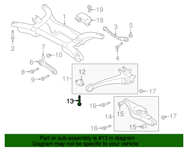 2008-2023 Mitsubishi Trailing Arm Bolt MU000995 | Auto Parts