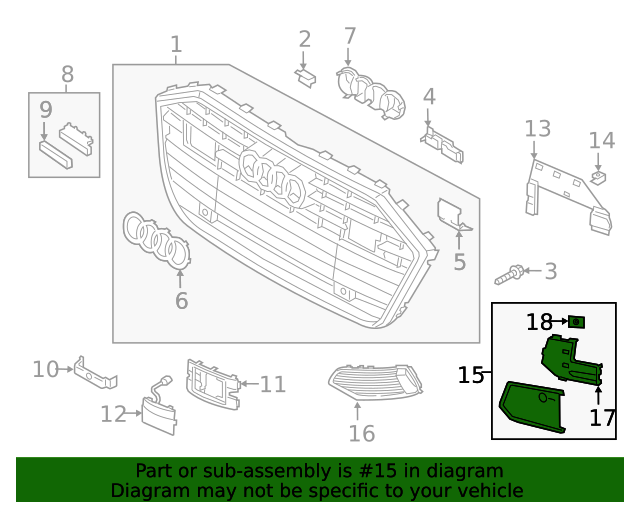 2019-2020 Audi A6 Quattro Outer Grille 4K0-807-647-D-3HB | Audi OEM Parts