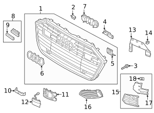 2019-2020 Audi A6 Quattro Outer Grille 4K0-807-647-D-3HB | Genuine Audi ...