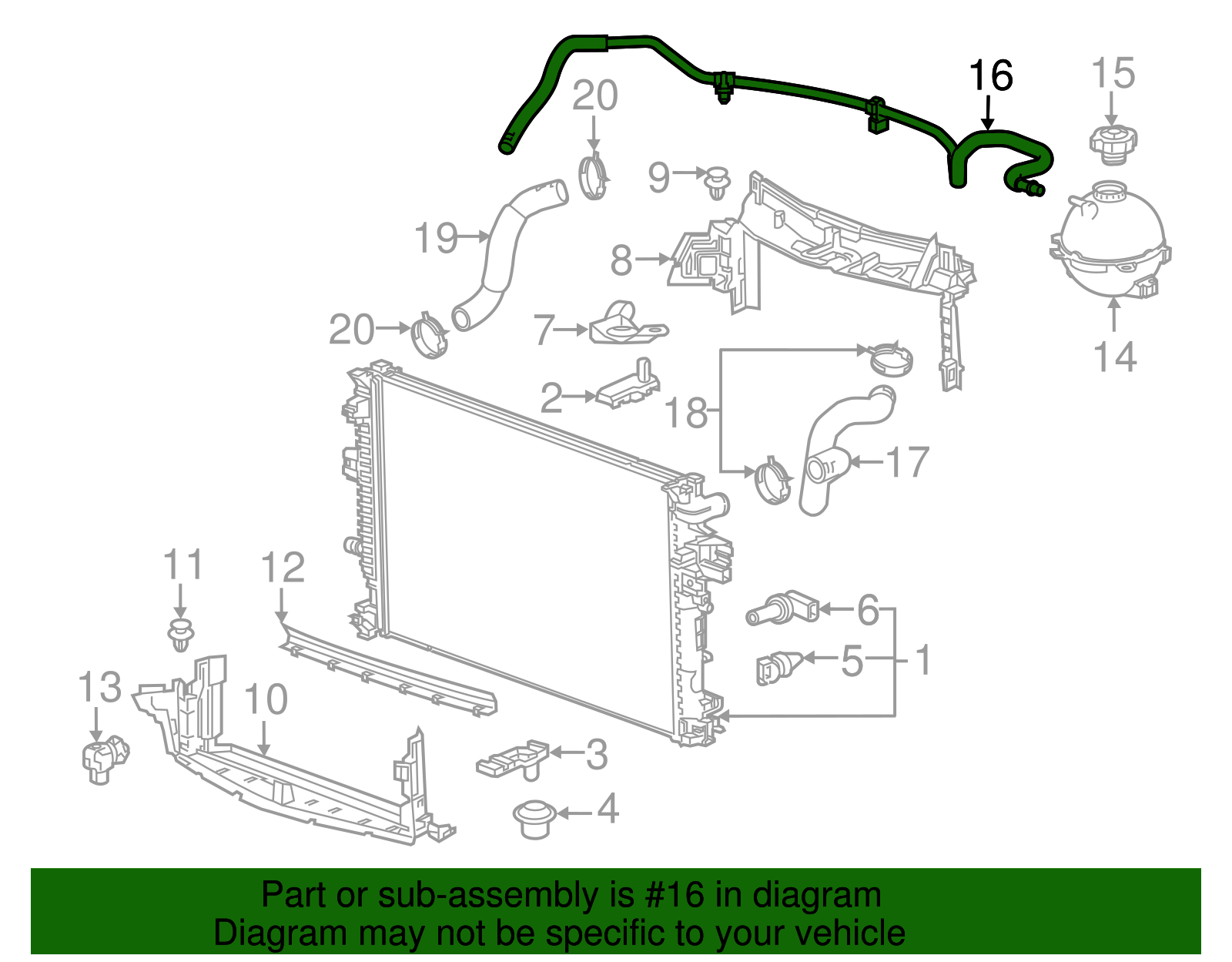 2018-2019 Buick LaCrosse Engine Coolant Air Bleed Hose 12653191 GM ...
