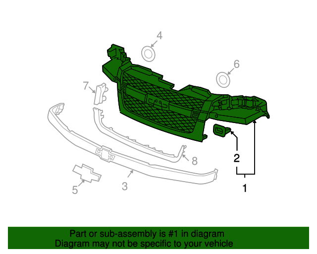 19210537 - Primed Front Grille with Retainers 2004-2012 Chevrolet ...