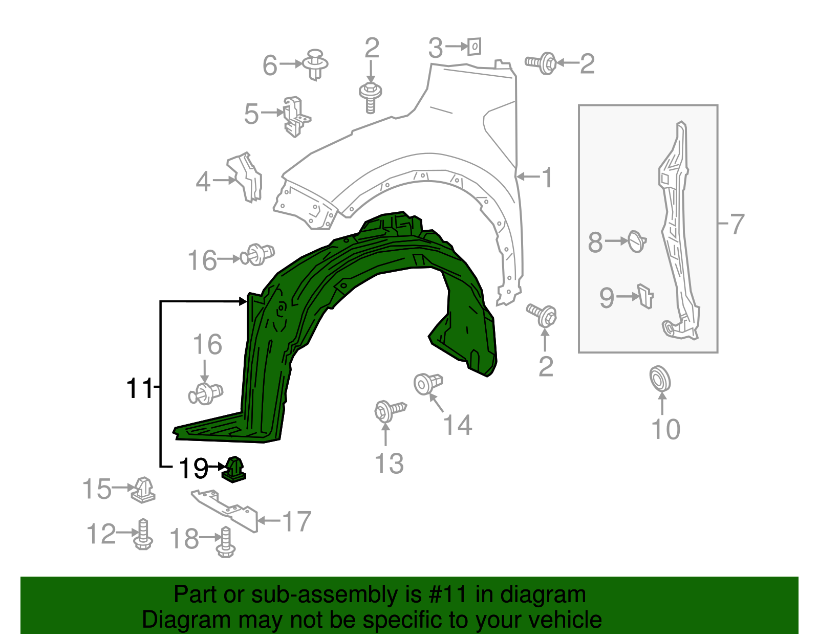 2020-2022 Toyota C-HR Fender Liner - DRIVERS SIDE 53876-F4012 | Toyota ...