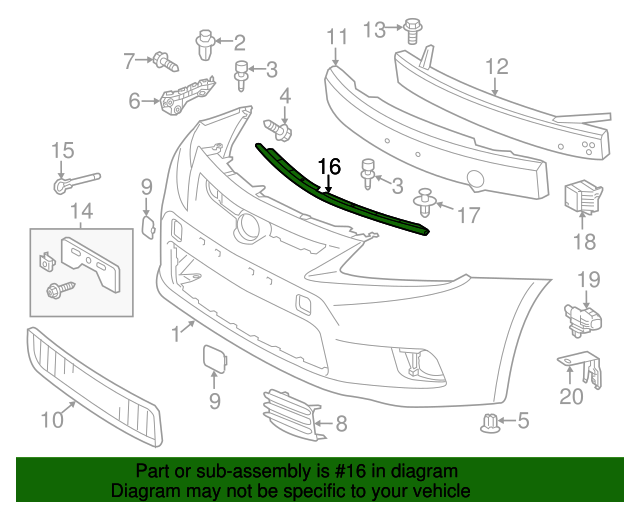 53395-21020 - Bumper Seal (Front) - 2011-2013 Scion tC | OEM Genuine ...