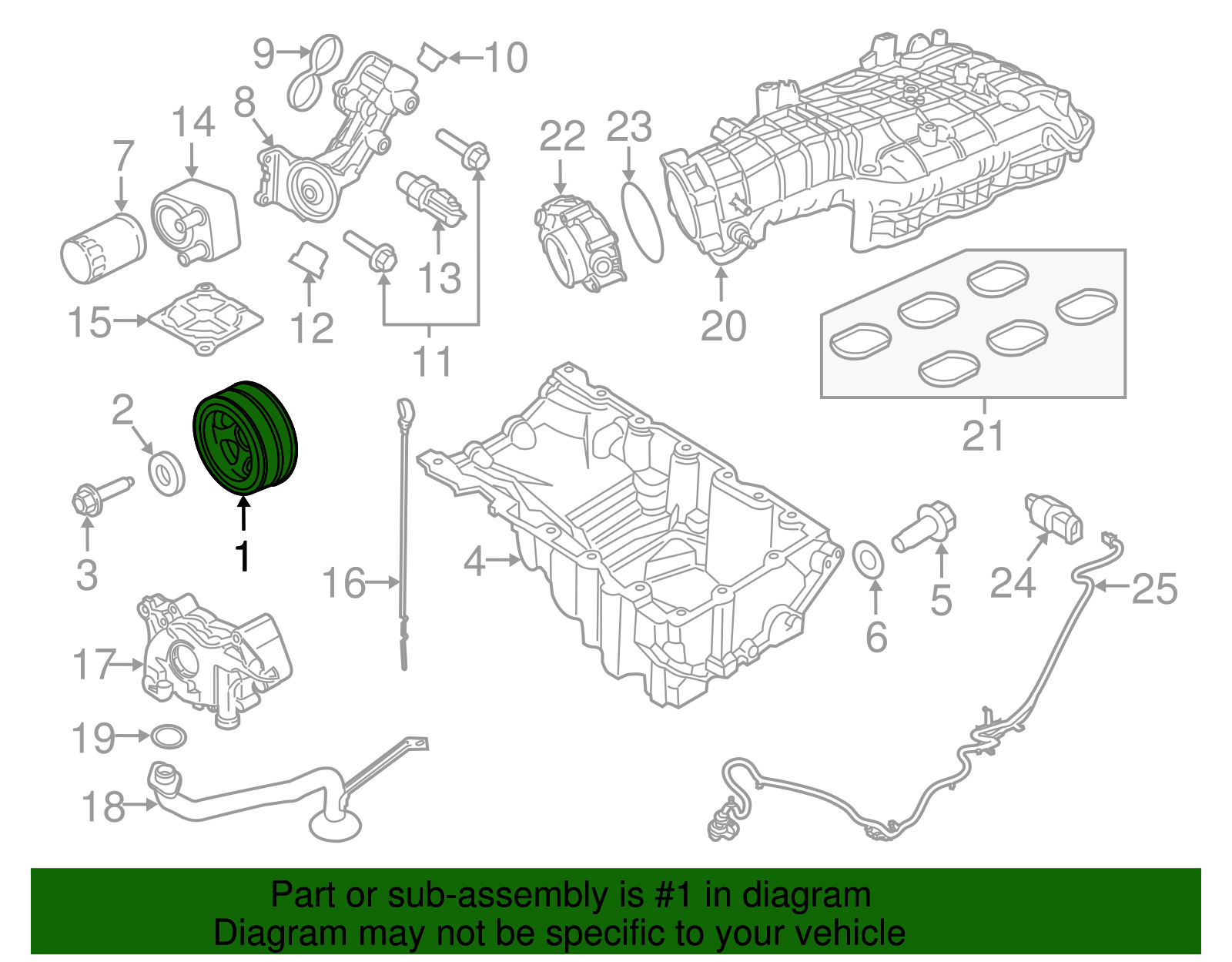 Genuine OEM Ford Part - Engine Crankshaft Pulley HL3Z-6312-A | Genuine ...