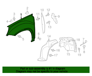 2013-2017 GMC Front Passenger Side Fender 22813295 GM | GMPartsDirect.com