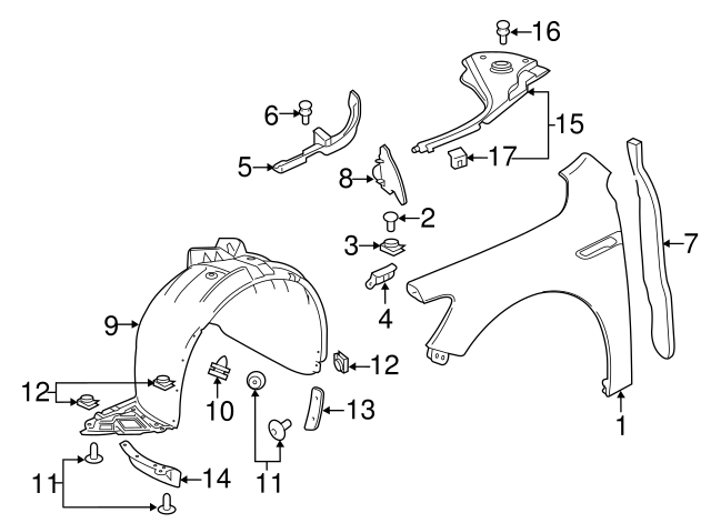 2017-2019 Buick LaCrosse Front Driver Side Fender Front Bracket ...