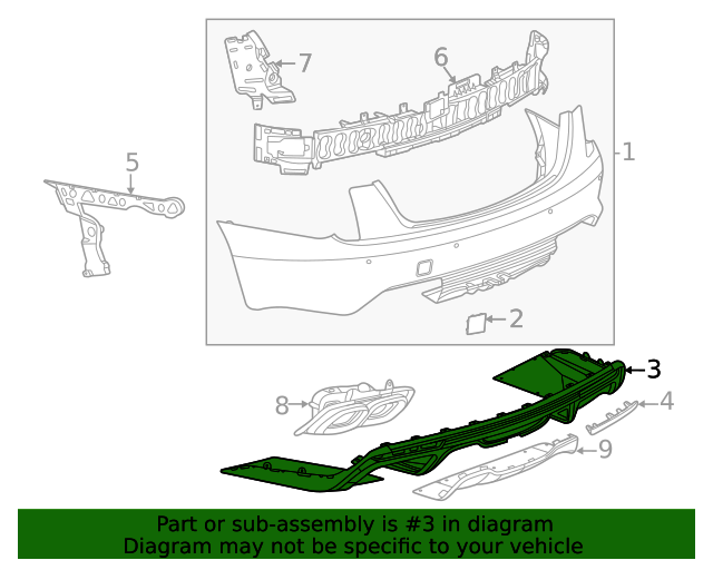 2020-2024 Cadillac CT5 Rear Lower Bumper Cover 84895911 GM ...