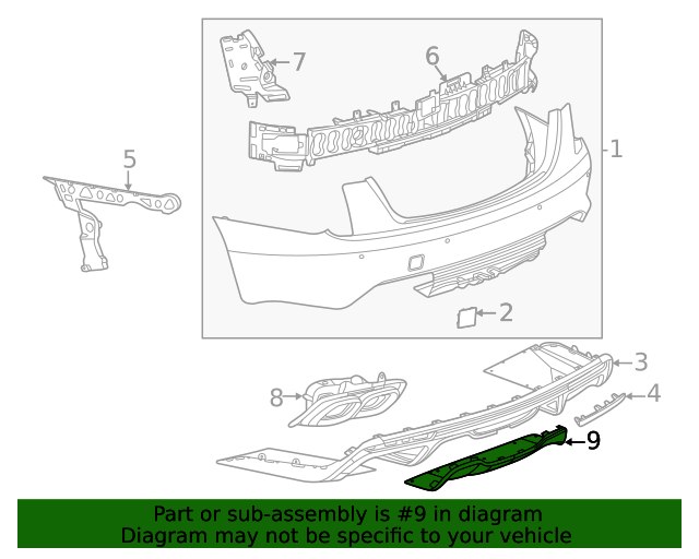 2020-2024 Cadillac CT5 Rear Bumper Fascia Molding 84555312 GM ...