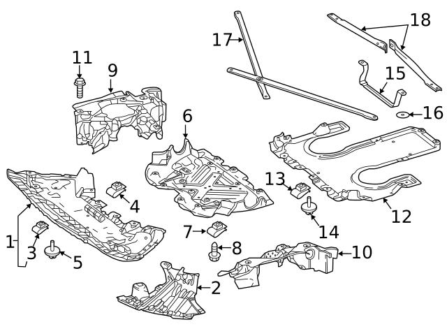 222-524-48-00 - Floor Pan Splash Shield 2018-2021 Mercedes-Benz S 63 ...