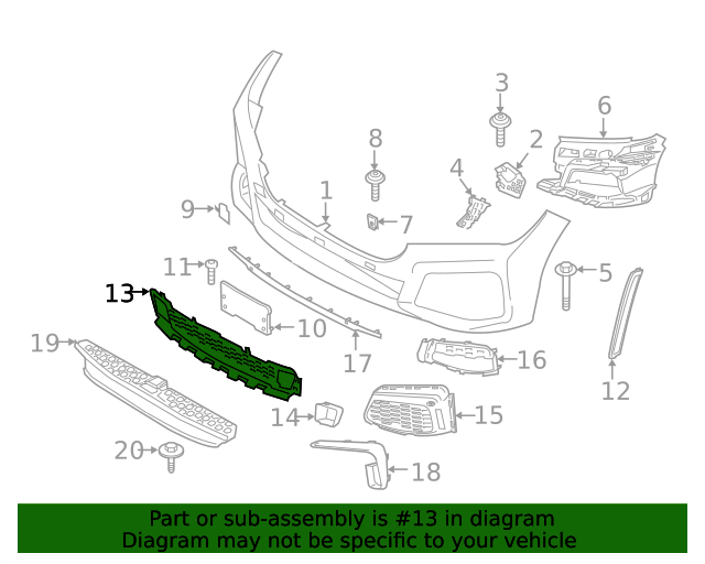 51118074000 - 2020-2022 BMW Lower Grille (51-11-8-074-000) | BMW of ...