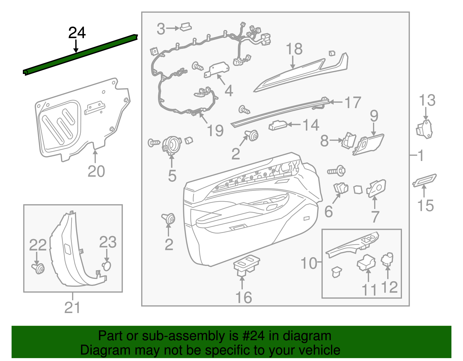 22876903 - Driver Side Front Door Window Inner Sealing Strip 2014-2016 ...