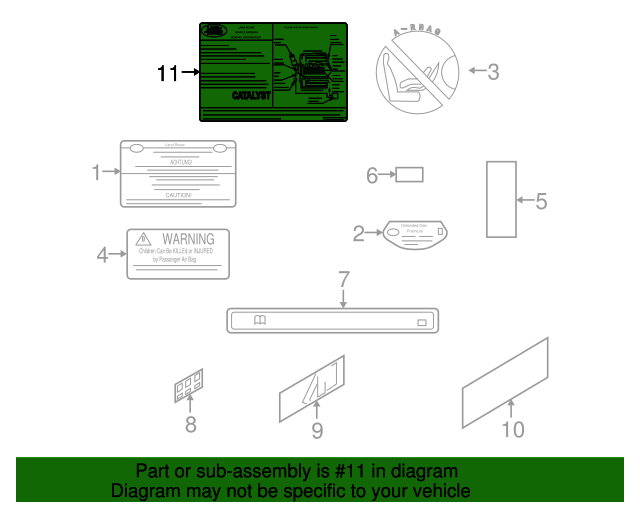 2004 Land Rover Range Rover Emission Label BAC500780 | JaguarParts.com