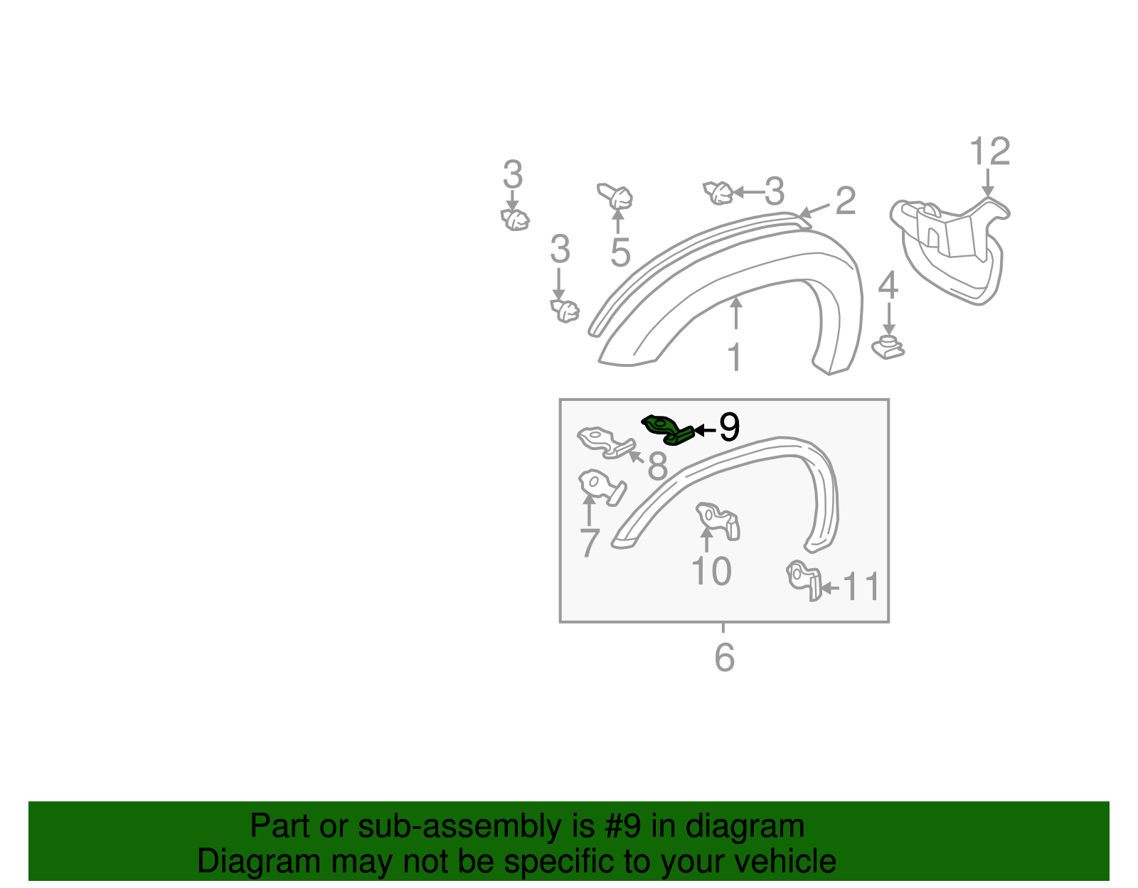 2000-2006 Toyota Tundra Wheel Arch Molding Clip 75392-0C010 | Toyota ...