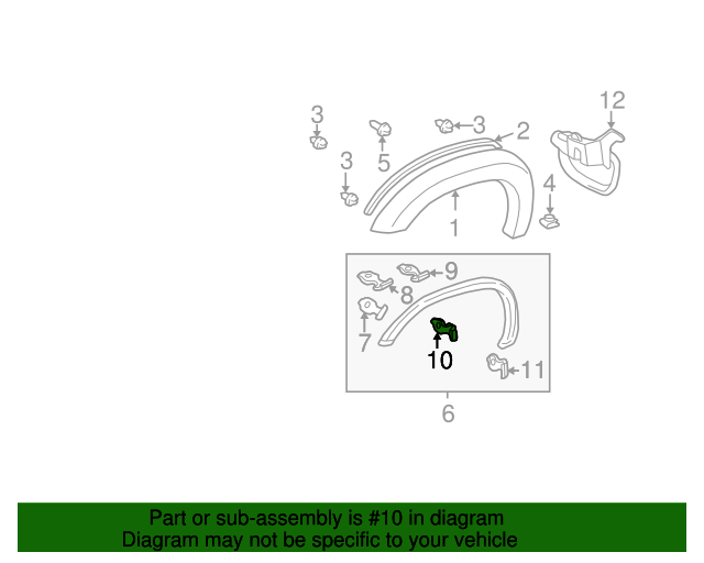 75392-0C080 - Wheel Opening Molding Retainer 2003-2006 Toyota Tundra ...