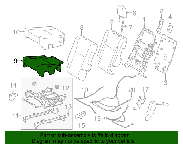 71612-0E060 - Seat Cushion Pad 2014-2019 Toyota Highlander ...
