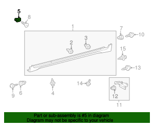 90189-A0007 - Rocker Molding Grommet - 2015-2022 Toyota | OEM Genuine ...