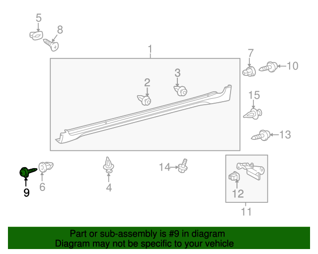 90168-A0003 - Rocker Molding Screw - 1997-2020 Toyota | OEM Genuine ...
