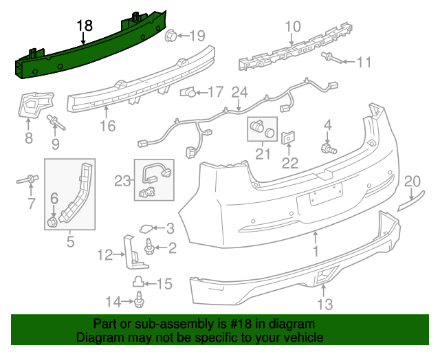 2011-2015 Chevrolet Rear Bumper Impact Bar 22989246 | GMPartsDirect.com