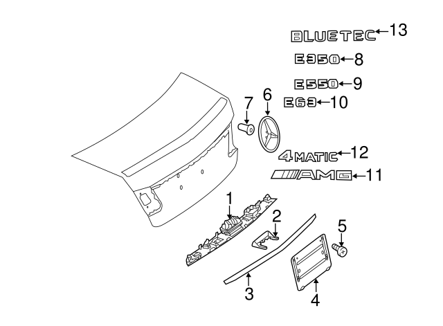 2010-2012 Mercedes-Benz Deck Lid Handle 212-740-07-93 | MB OEM Parts