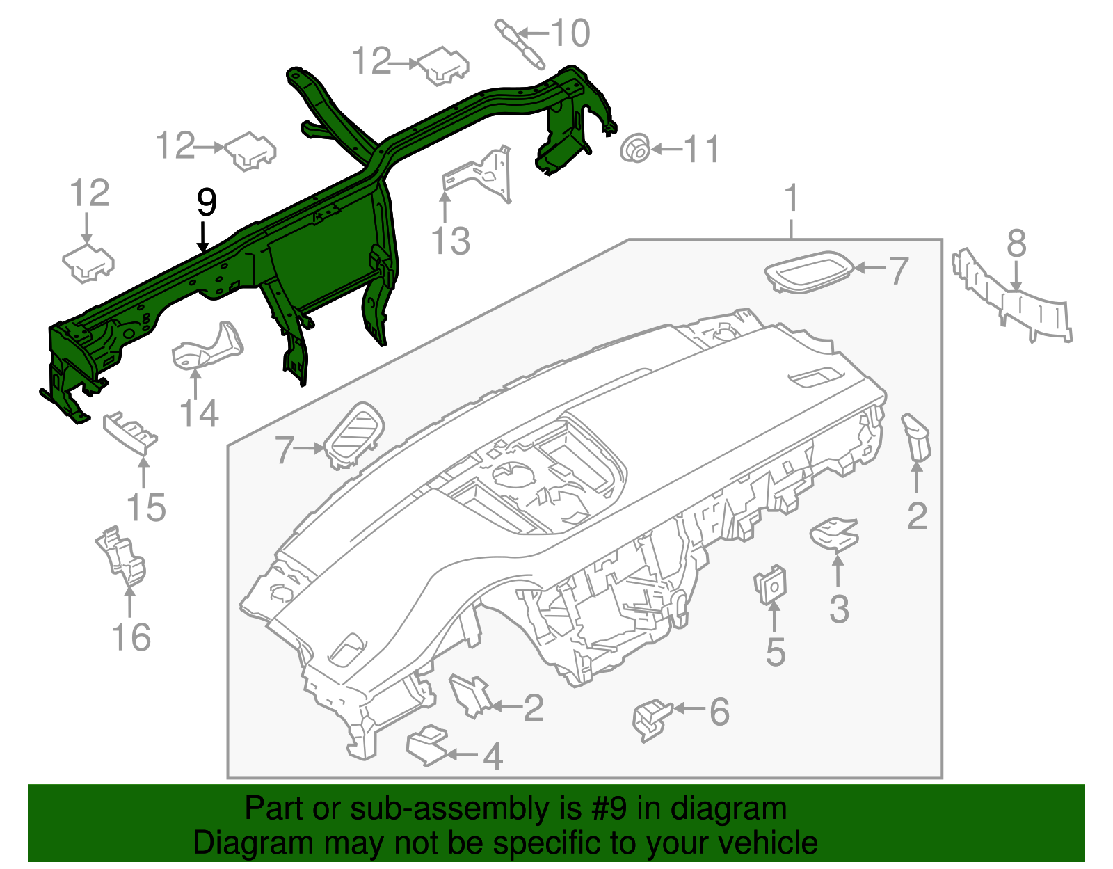 2015-2024 Porsche Macan Cross-Member 95B-857-011 | Sunset Porsche Parts