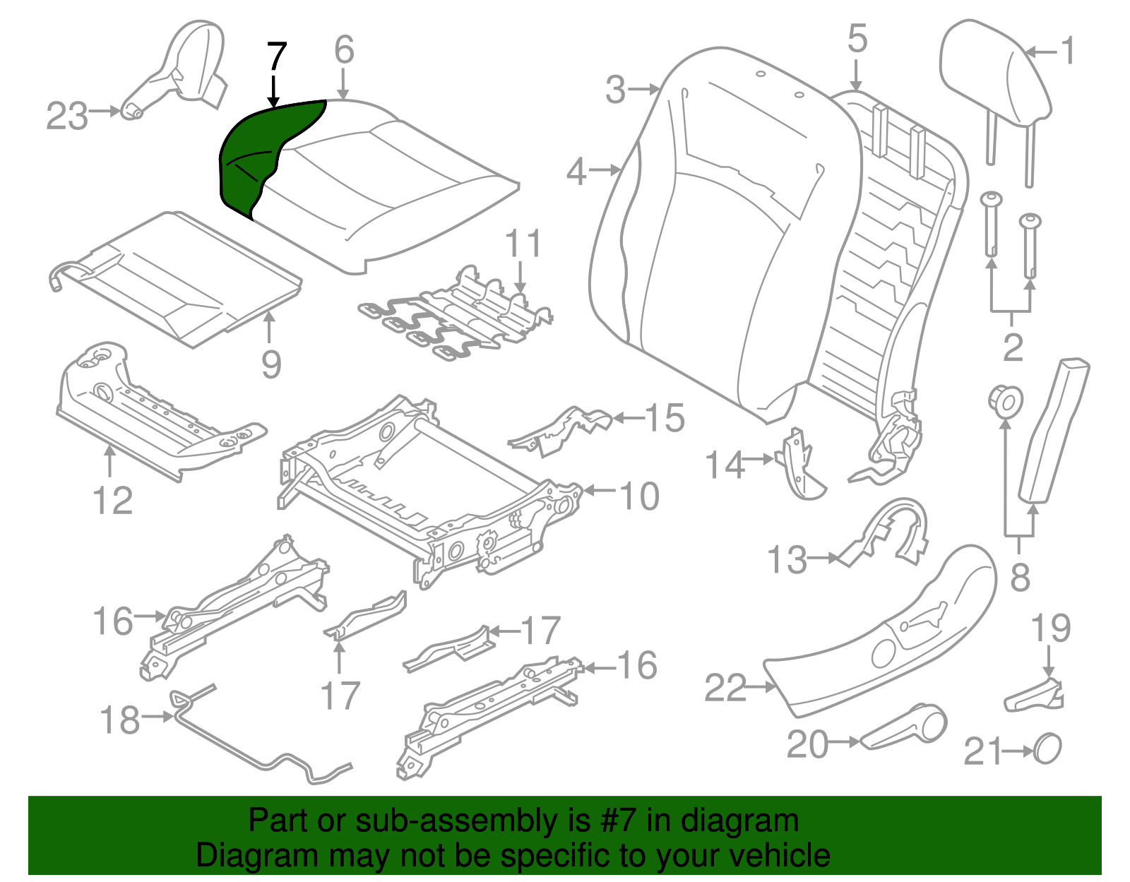 2015-2019 Subaru Seat Cushion Pad-left 64120AL01A | Subaru Parts Store